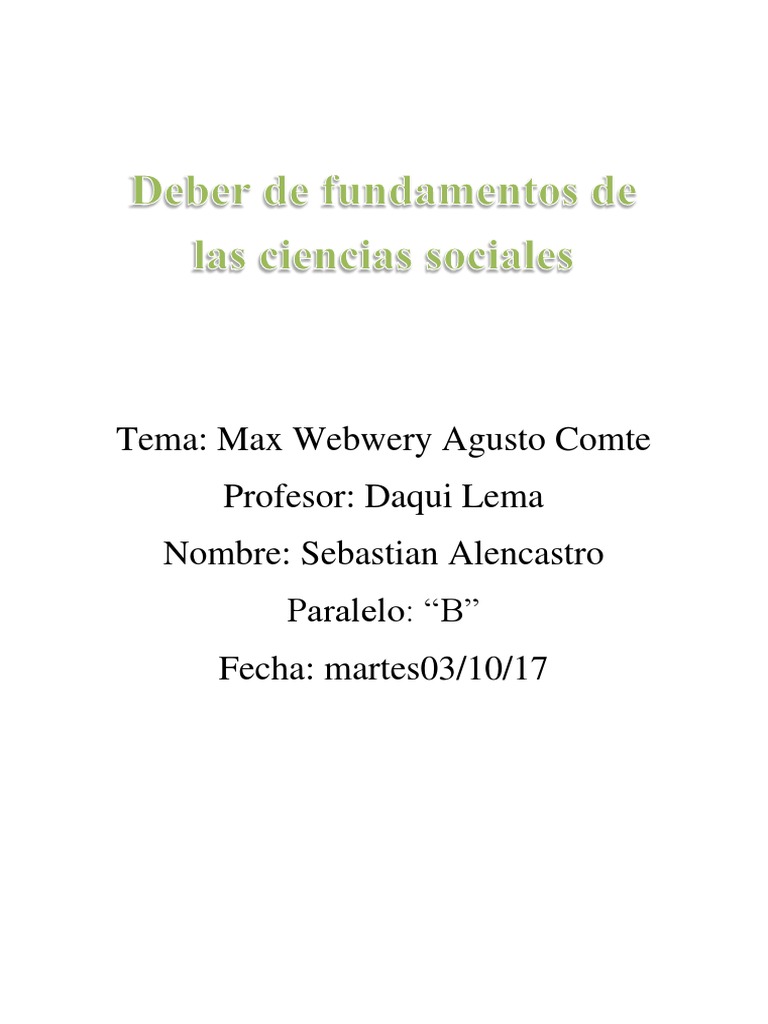 Comte y Weber | PDF | Max Weber | Positivismo