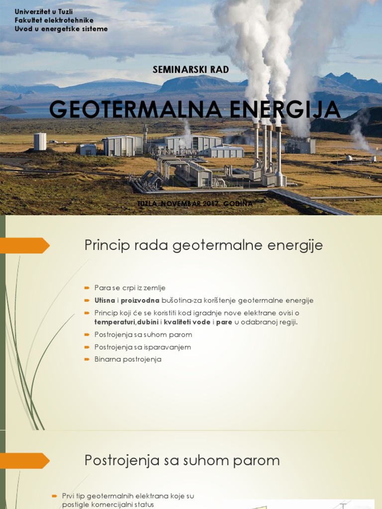 Geotermalna Energija: Seminarski Rad | PDF
