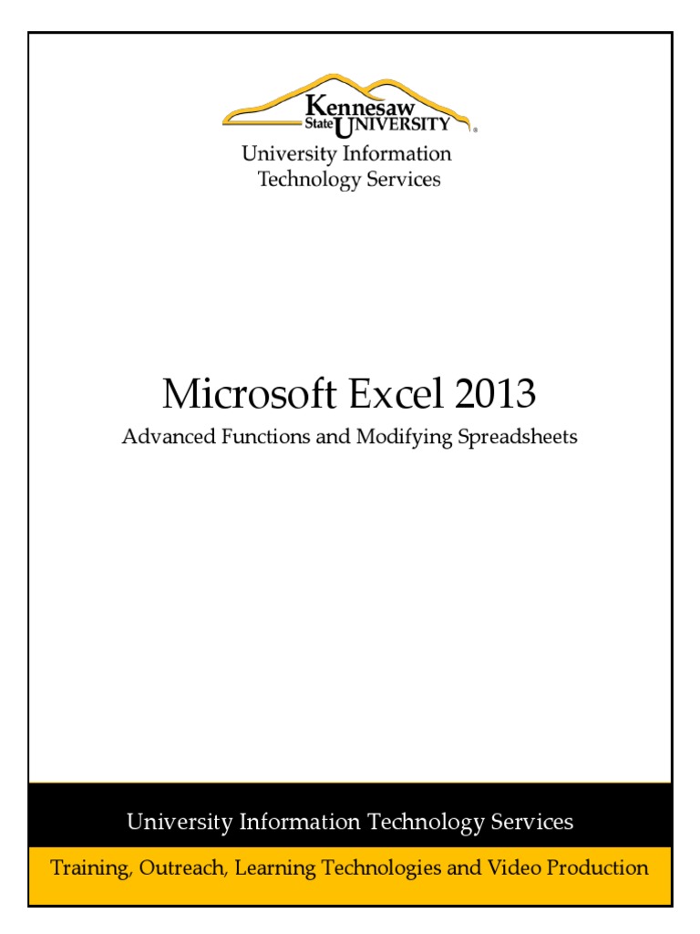 Excel 2013 Advanced Functions and Modifying Spreadsheets Rev | PDF ...