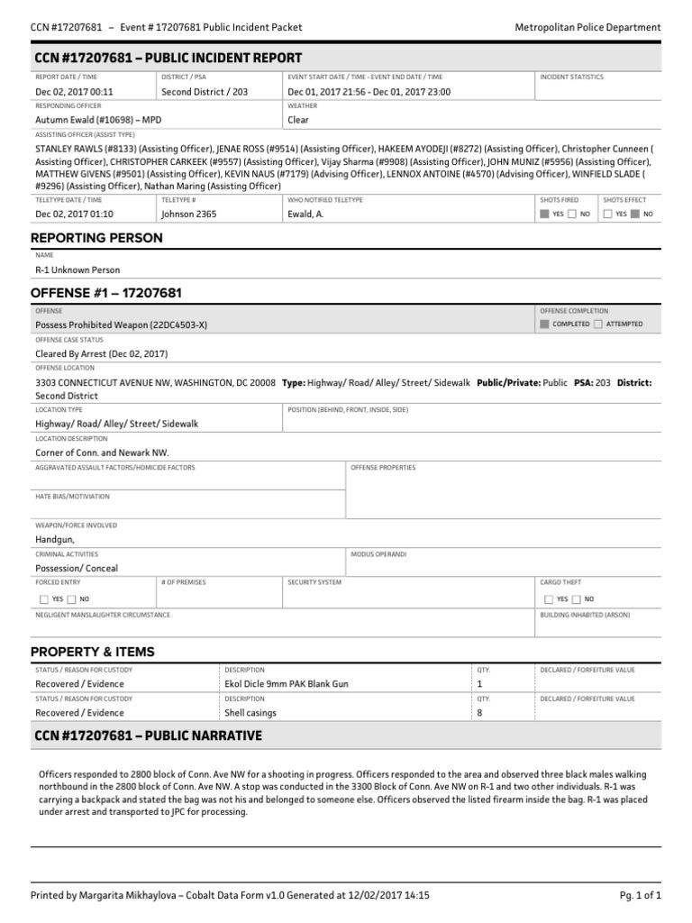 Event 17207681 Public Incident Packet | PDF | Misconduct | Crime & Violence