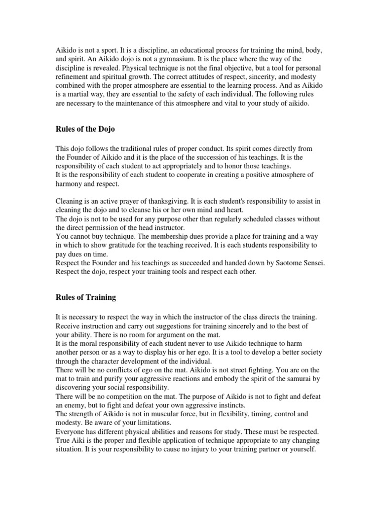 Dojo Rules | PDF | Aikido | Religion And Belief