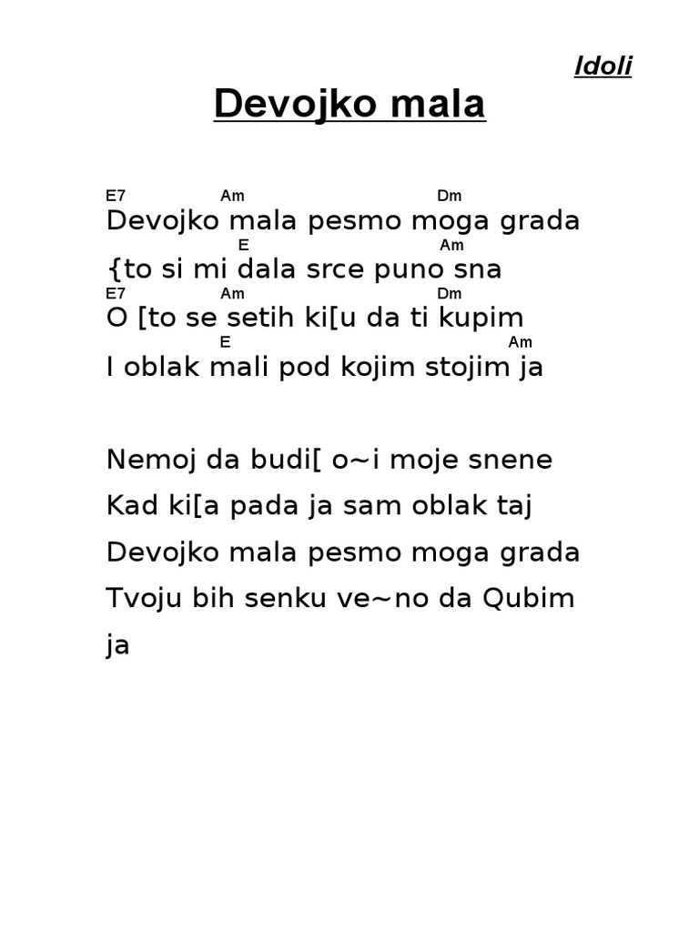 Idoli Devojko Mala | PDF