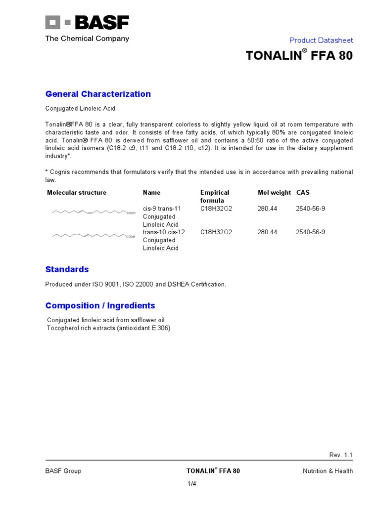 Basf Tonalin Ffa 80 Pds | PDF