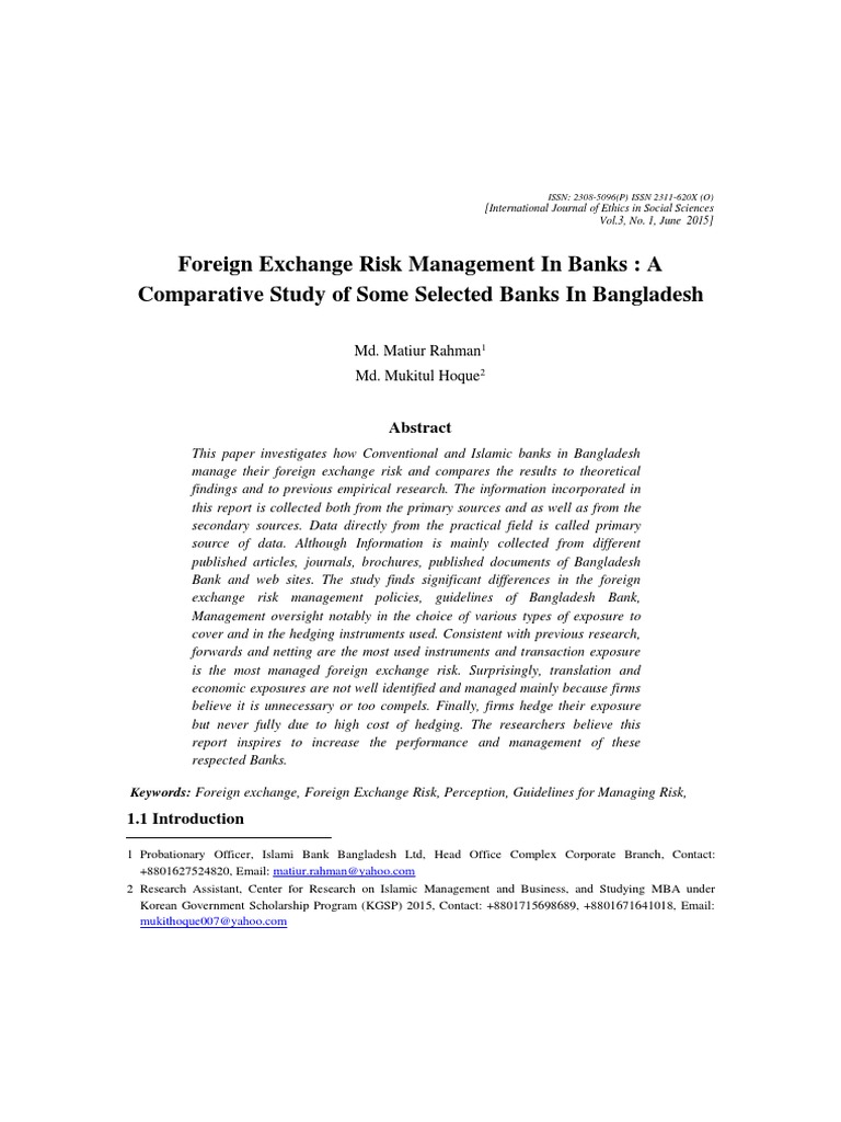 Foreign Exchange Risk Management in Bank PDF | PDF | Financial Risk ...