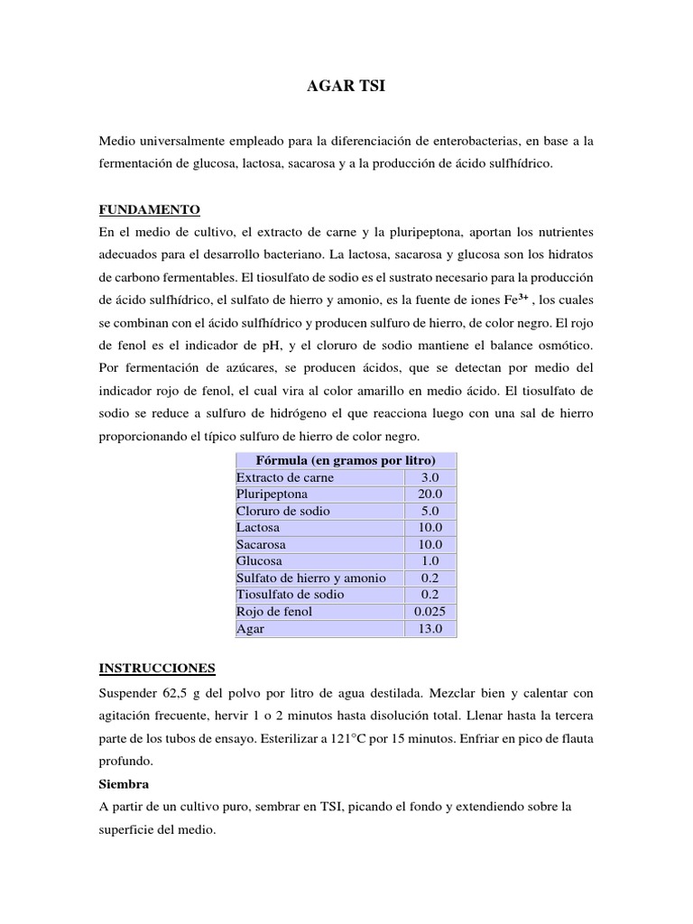 Agar Tsi | PDF | Cloruro de sodio | Hierro