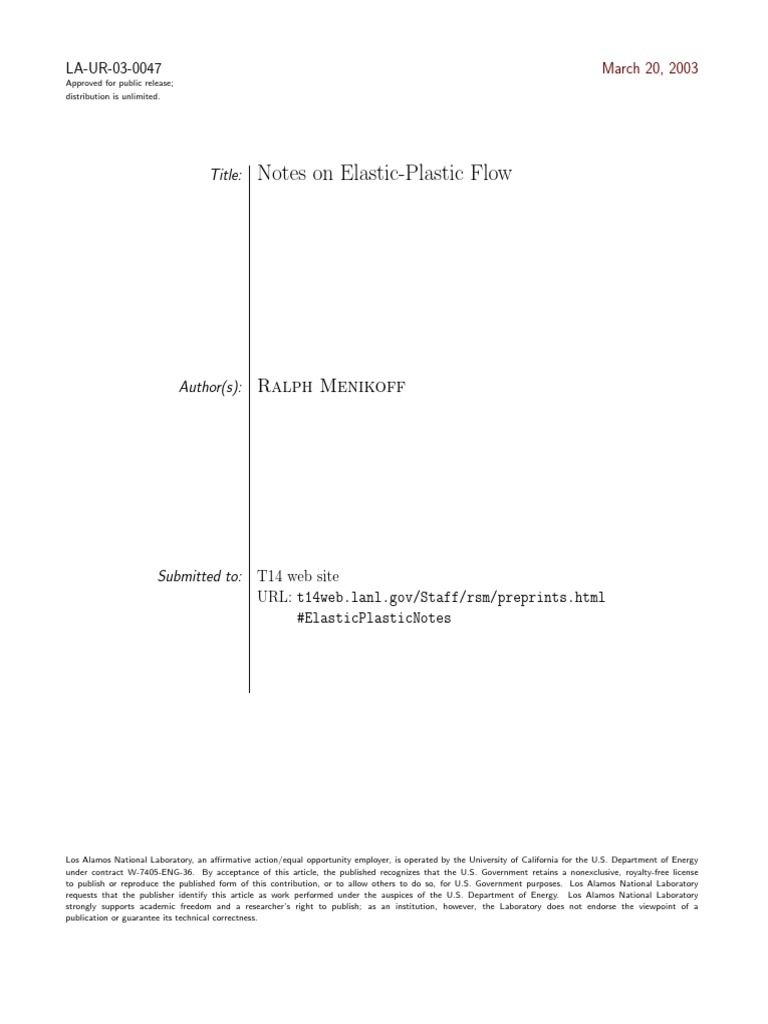 Elastic Plastic Notes | PDF | Elasticity (Physics) | Deformation ...