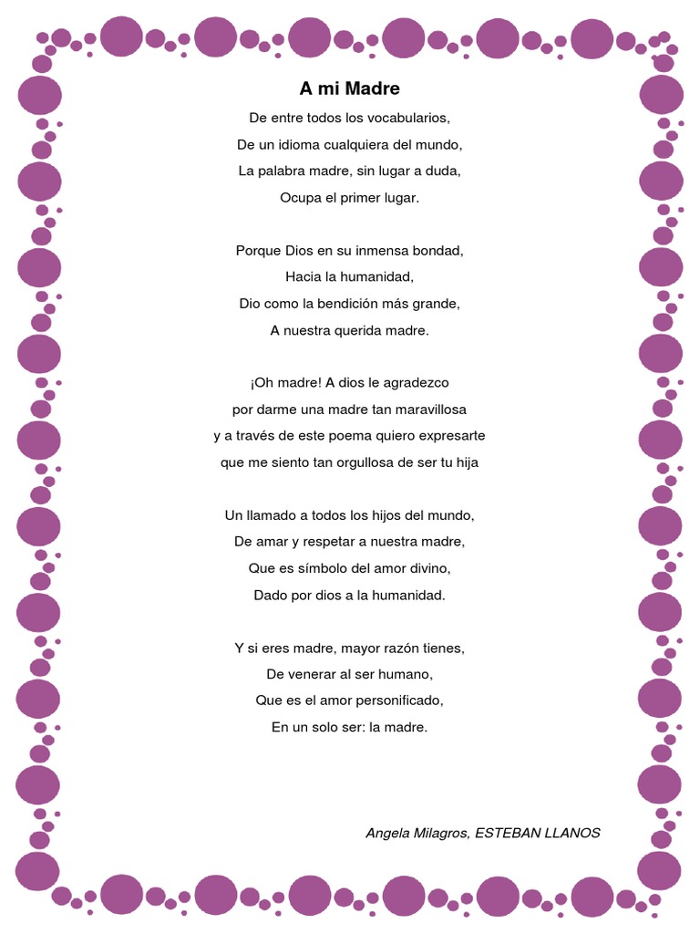 Poema A Mi Madre Poema Para Mama 10 De Mayo