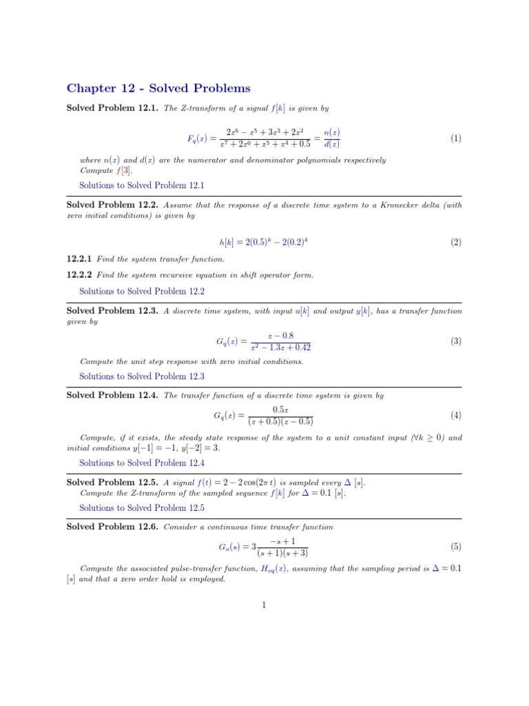 Z-Transforms Solved Problems | PDF | Mathematical Relations ...