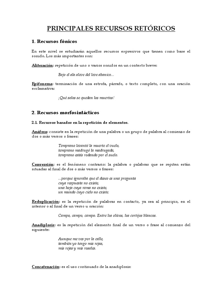 Principales Recursos Retoricos | PDF | Metáfora | Palabra