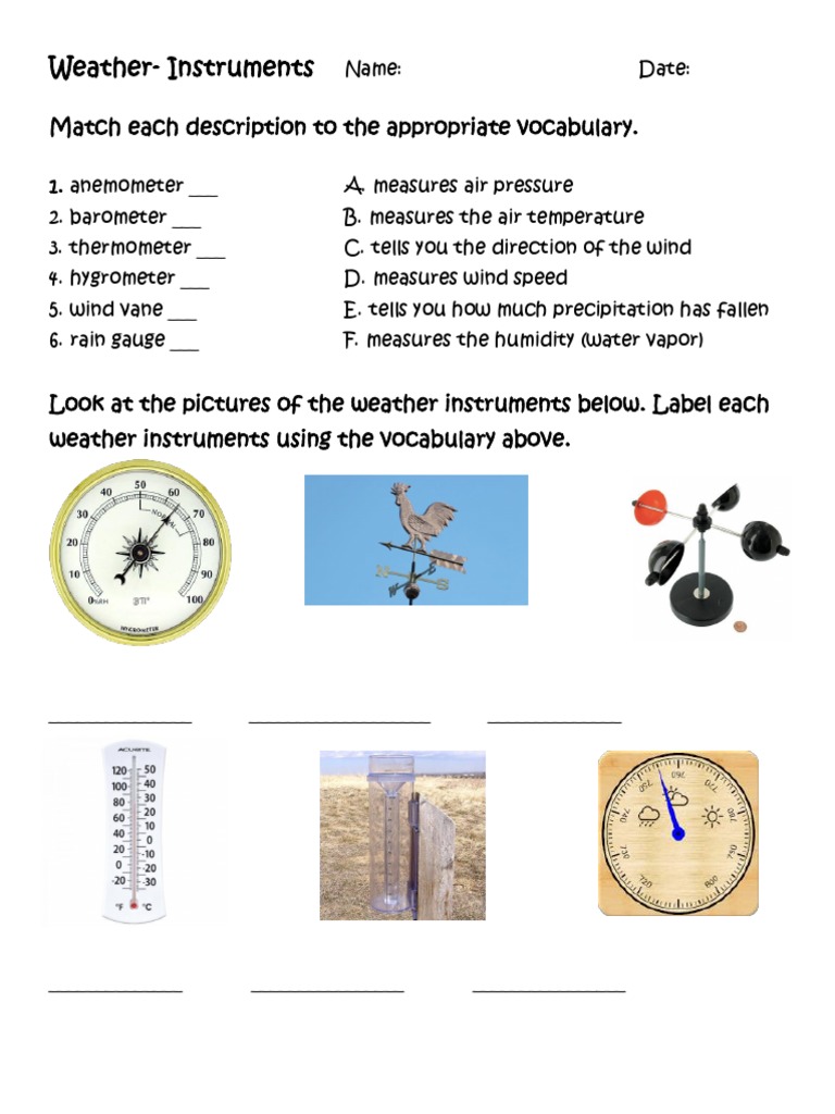 Weather Instruments and Forecasting Worksheet | PDF