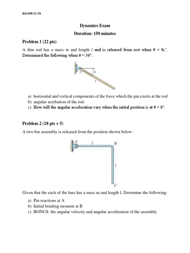 Dynamics Exam | PDF