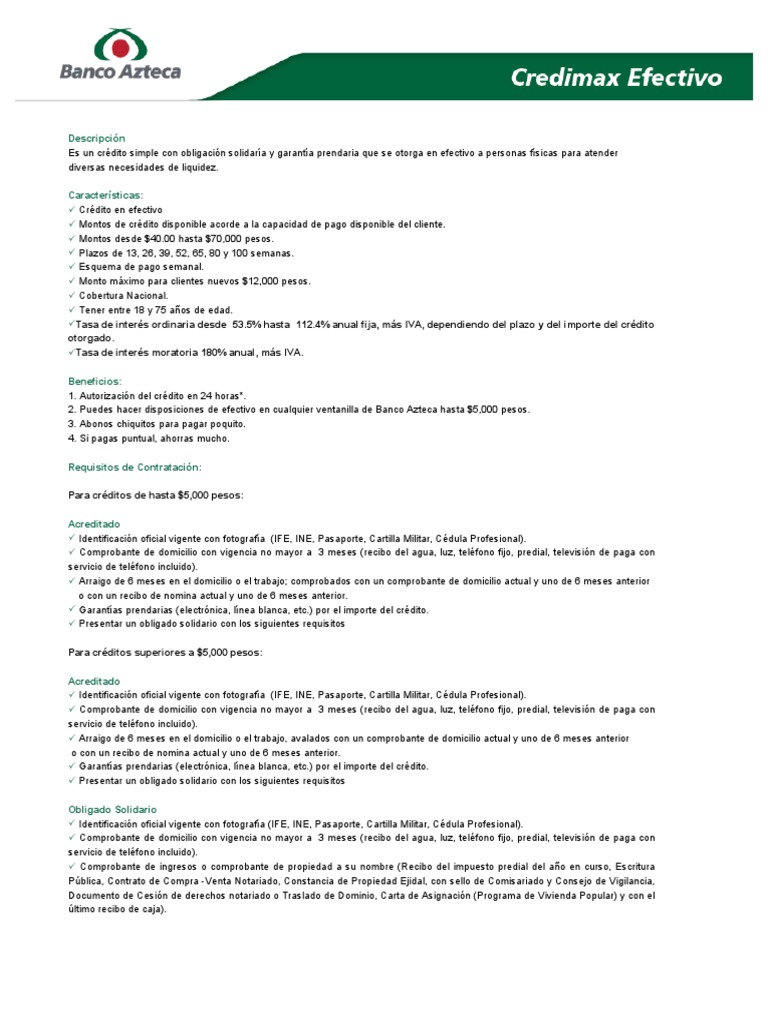 Ficha Credimax Efectivo | Descargar gratis PDF | Bancos | Crédito ...