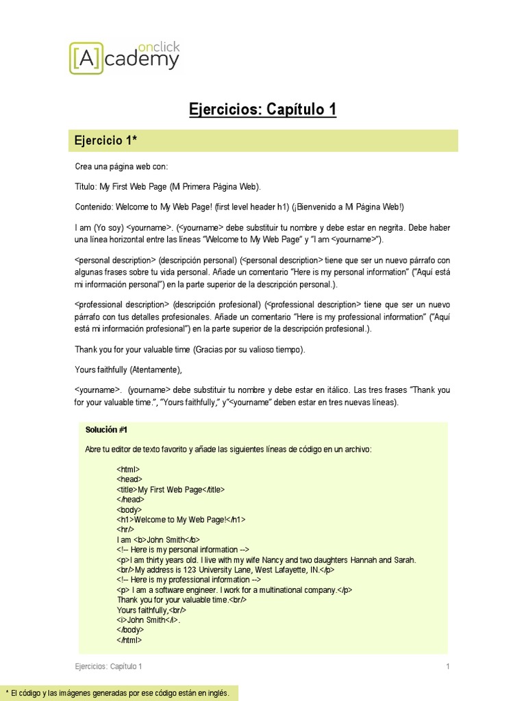 033 Ejercicios Del Capitulo 1 HTML, XHTML y CSS PDF | PDF | HTML ...