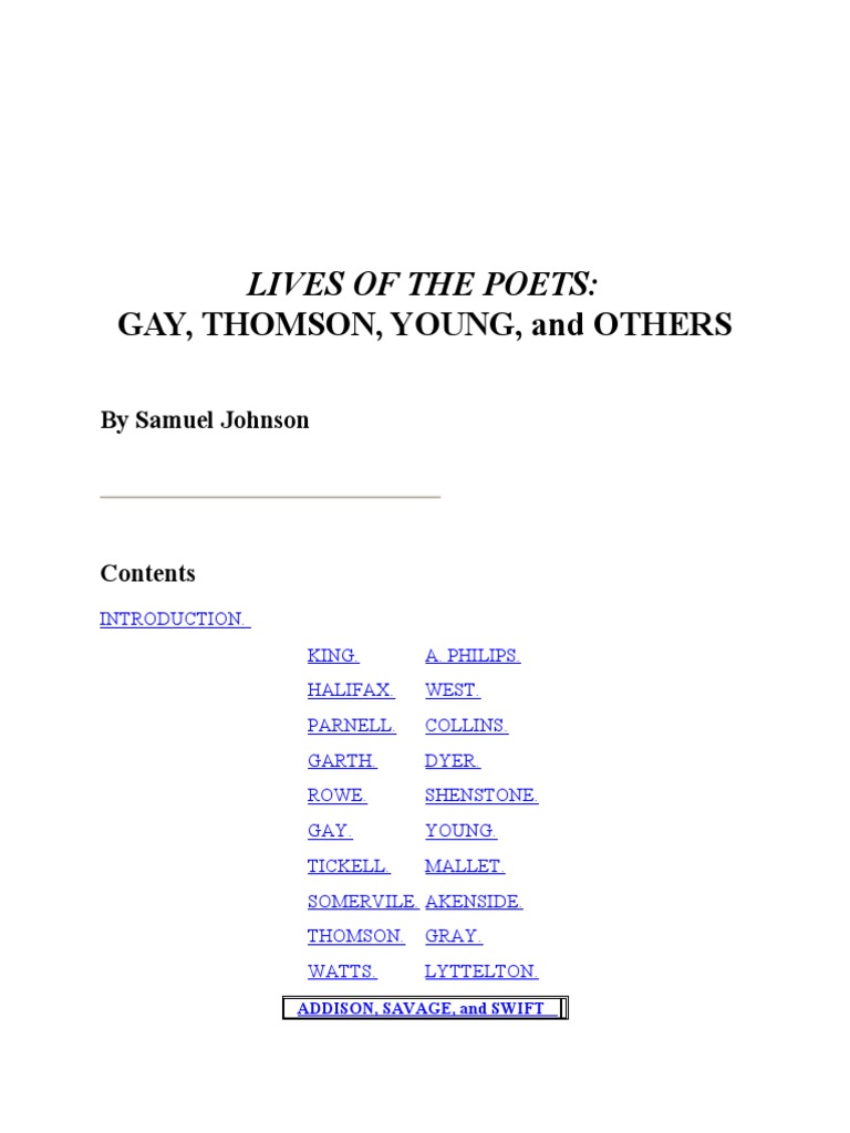 Lives of The Poets | PDF | Classics | General Fiction