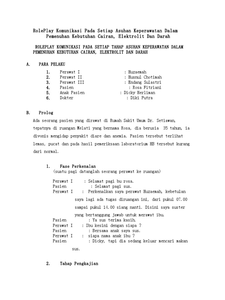 RolePlay Komunikasi Pada Setiap Asuhan Keperawatan | PDF