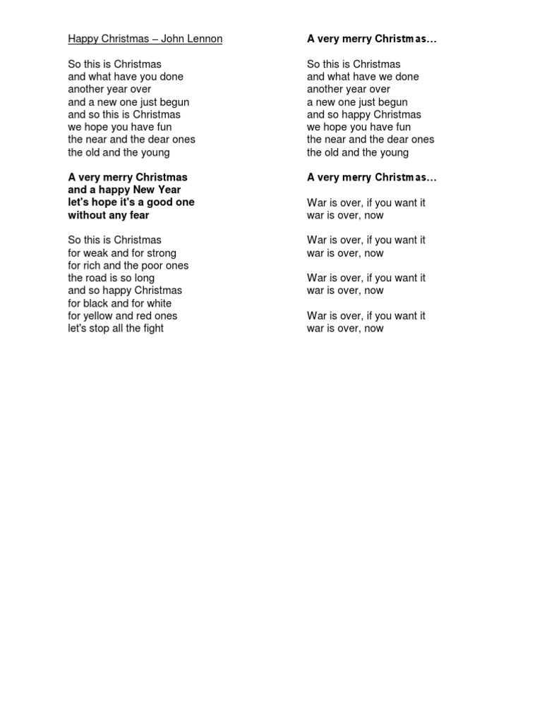 Happy Christmas by John Lennon | PDF
