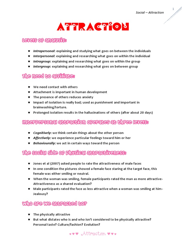 Attraction | PDF | Interpersonal Attraction | Physical Attractiveness
