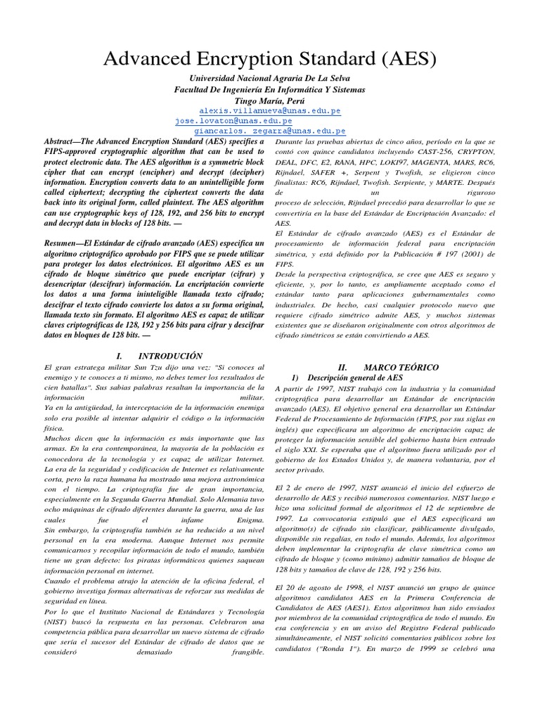 AES Documentacion | PDF | Secreto | Comunicaciones militares