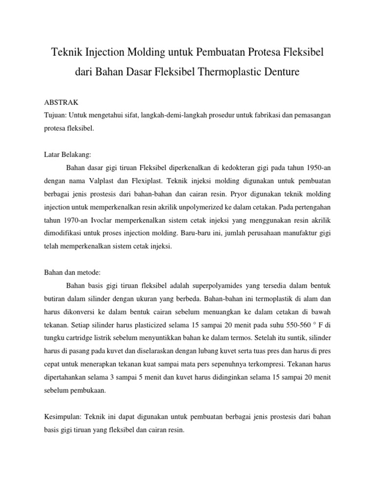 Teknik Injection Molding Untuk Pembuatan Protesa Fleksibel Dari Bahan ...
