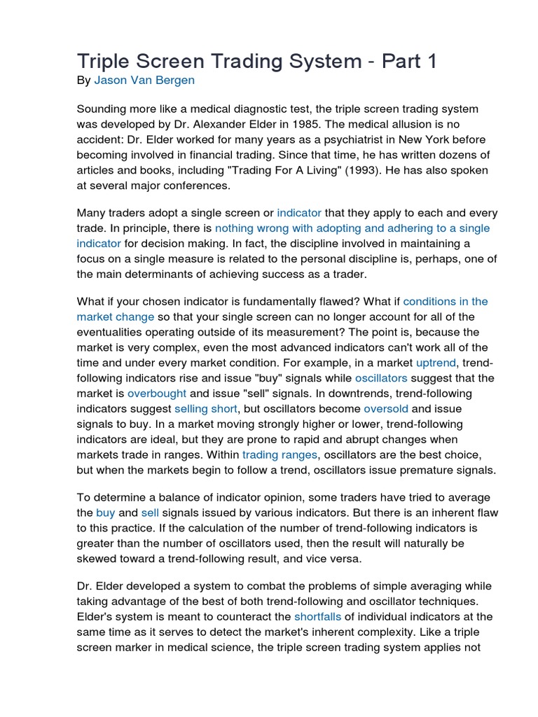 Triple Screen Trading System | PDF | Market Trend | Order (Exchange)