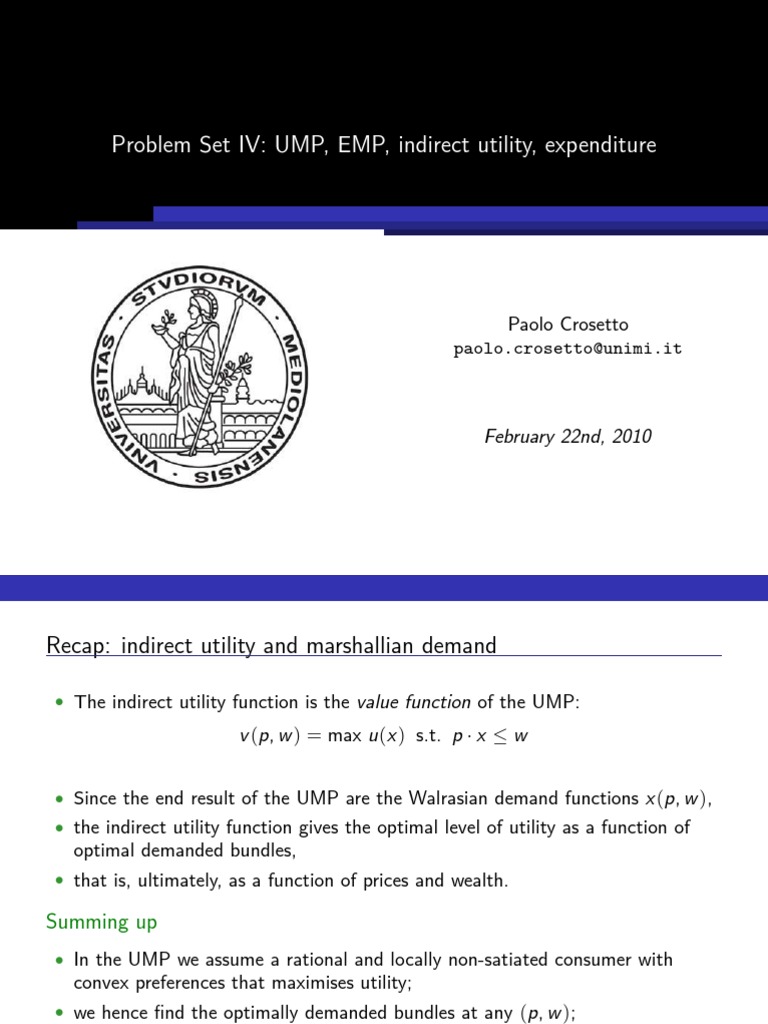 Pset4 Solution Slides | PDF | Utility | Mathematical Analysis