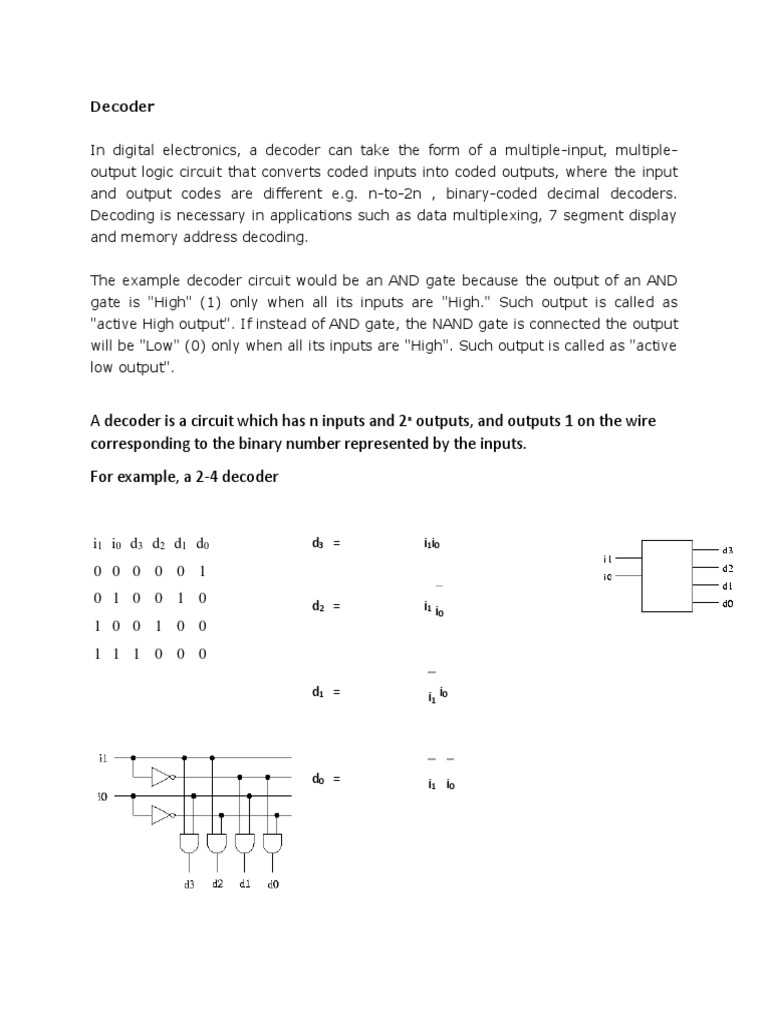 Decoder | Download Free PDF | Electrical Circuits | Electronic Circuits