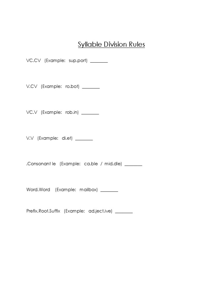 Syllable Division Rules-2 | PDF