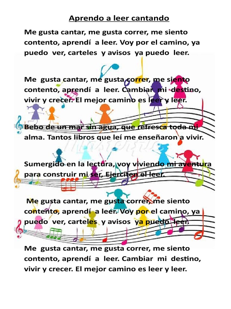 Cancion Primero Basico, Aprendo A Leer Cantando | PDF