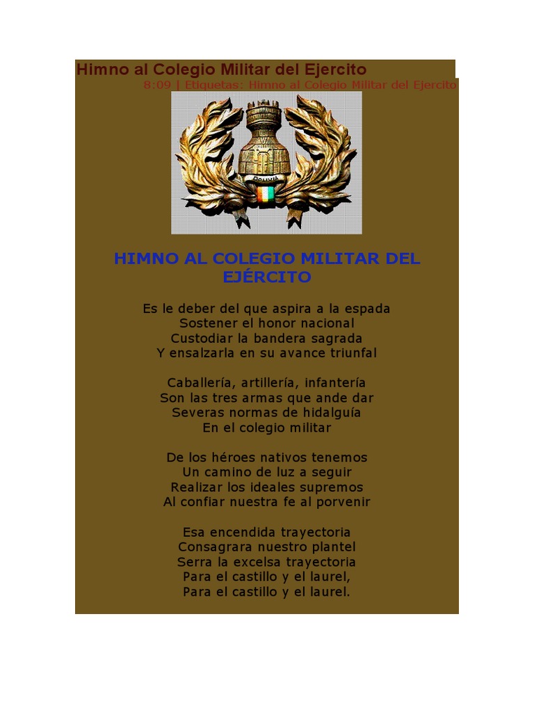 Himno Al Colegio Militar Del Ejercito | PDF