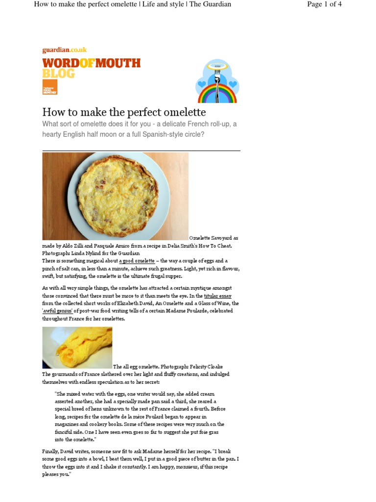 How To Make The Perfect Omelette | PDF | Cookware And Bakeware | Egg As ...
