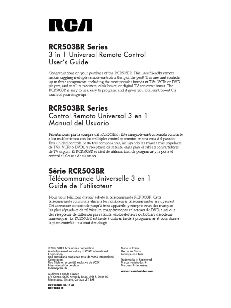 Control Remoto Rca Manual | PDF | Remote Control | Videocassette Recorder