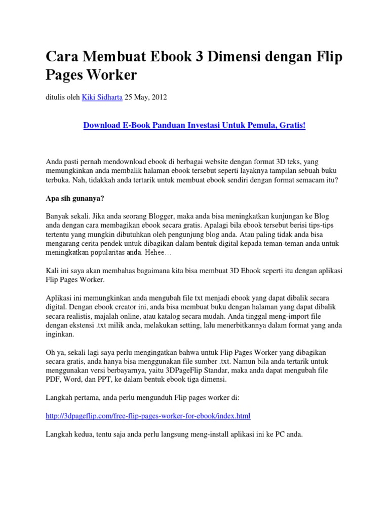 Cara Membuat Ebook 3 Dimensi Dengan Flip Pages Worker | PDF | Karier ...