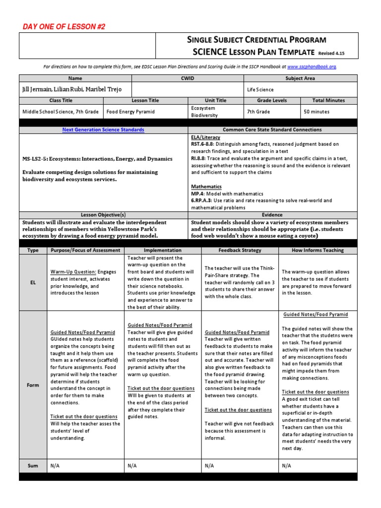 Ecological Pyramid Lesson Week Two 1 | PDF | Educational Assessment ...
