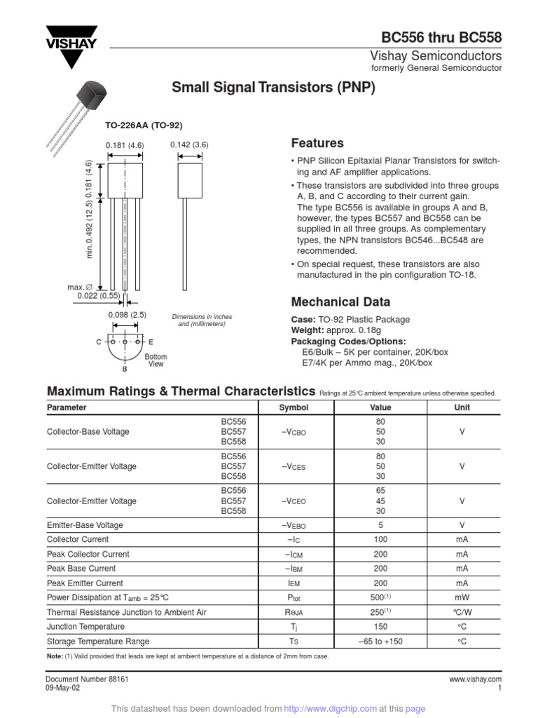 BC559 | PDF | Transistor | Bipolar Junction Transistor