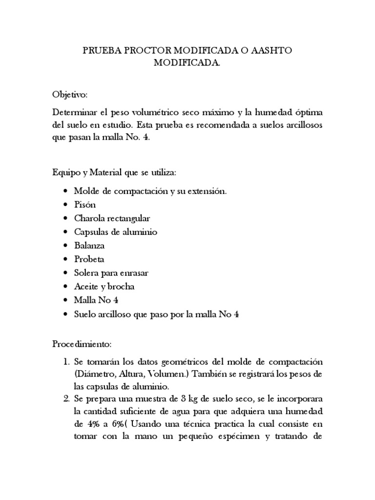 Prueba Proctor Estandar o Aashto Estandar | PDF | Aluminio | Industrias