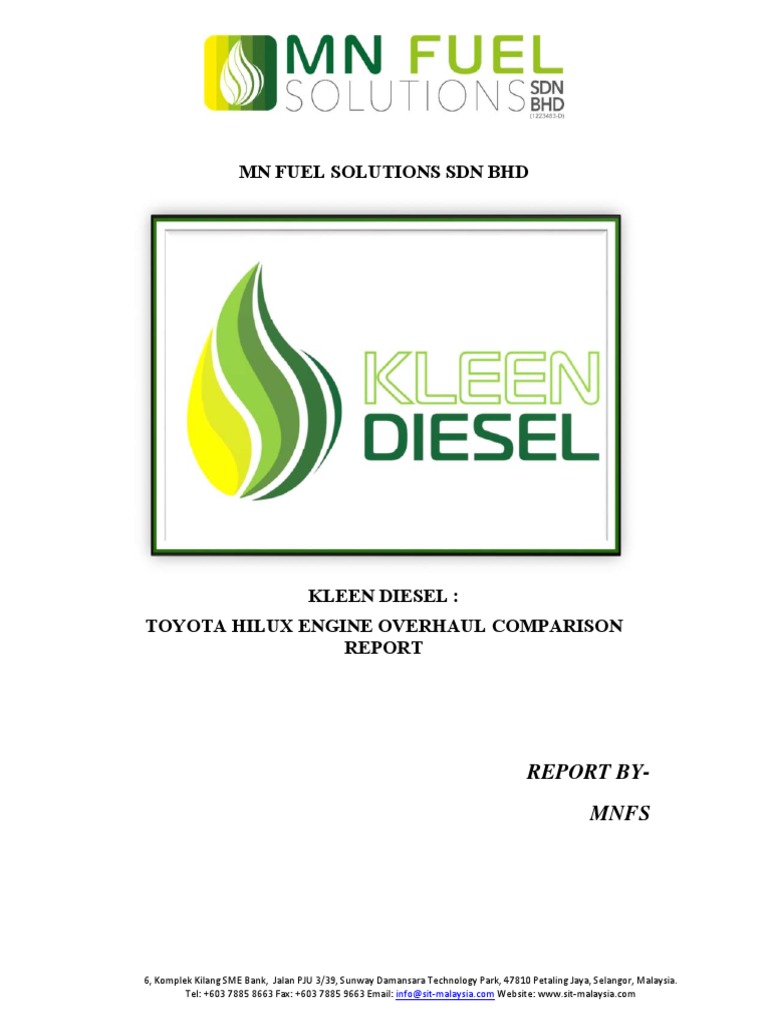 Toyota Hilux Engine Overhaul Comparison Report | PDF | Diesel Engine ...