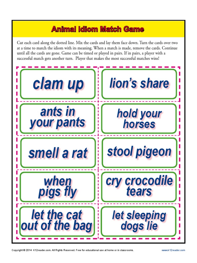 Animal Idiom Match Game PDF | PDF