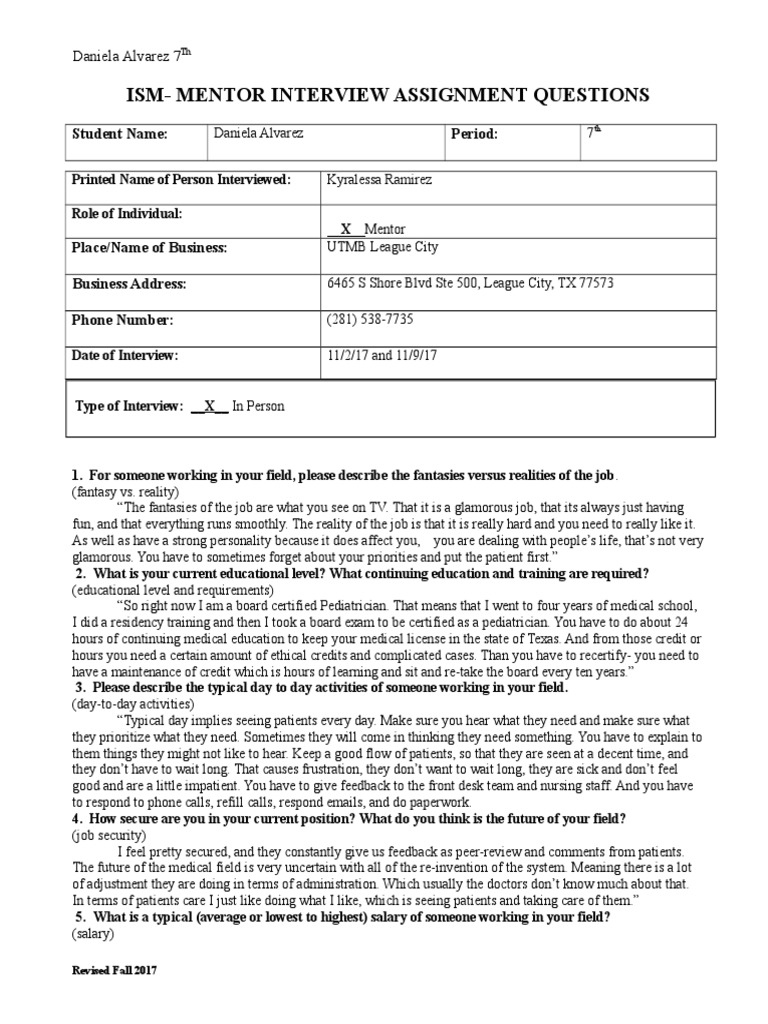 Mentor Interview Questions | PDF | Autism Spectrum | Autism