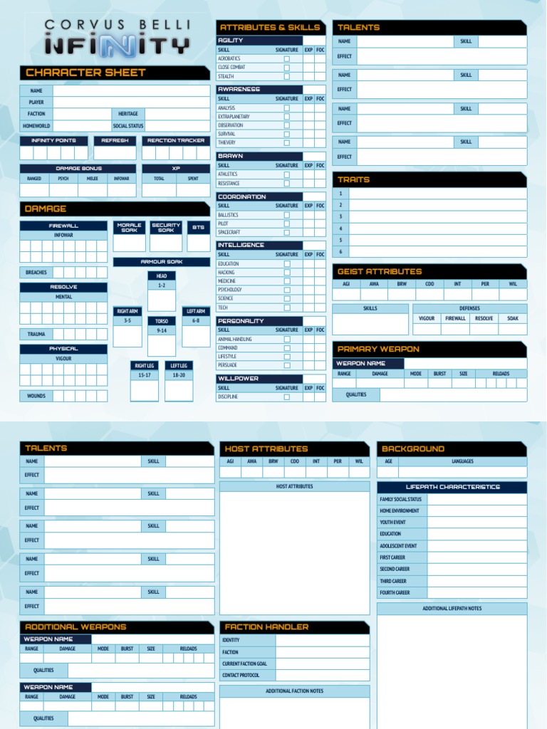 Infinity Character Sheet v7 PDF | PDF | Psychological Concepts ...