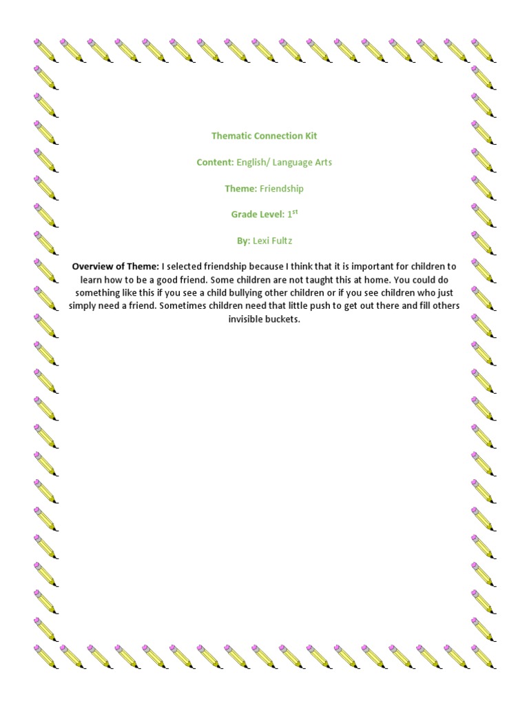 Thematic Connection Kit Content: English/ Language Arts Theme ...