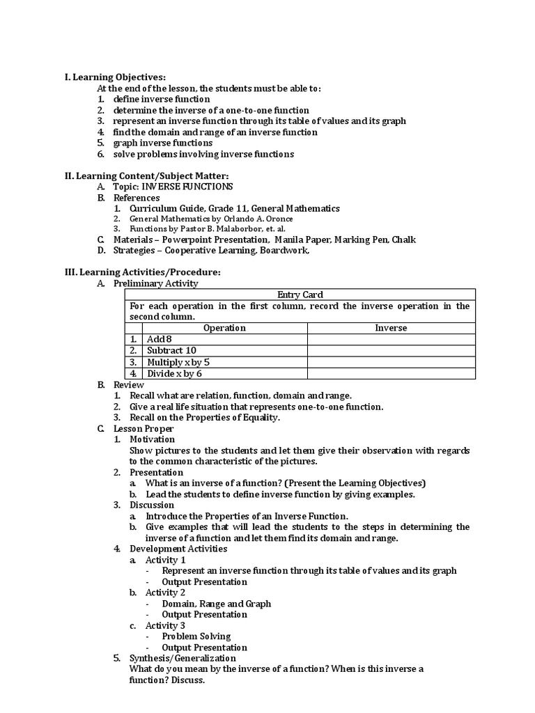 Inverse Functions Pdf Function Mathematics Mathematical Analysis