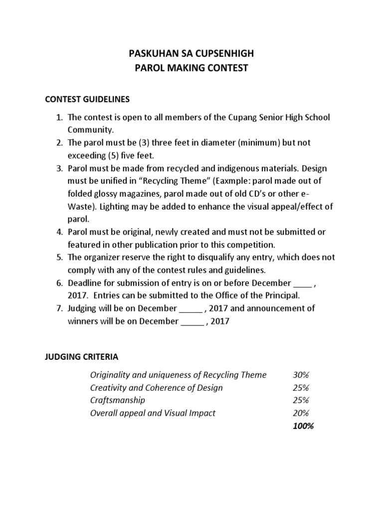 Parol Making Contest | PDF