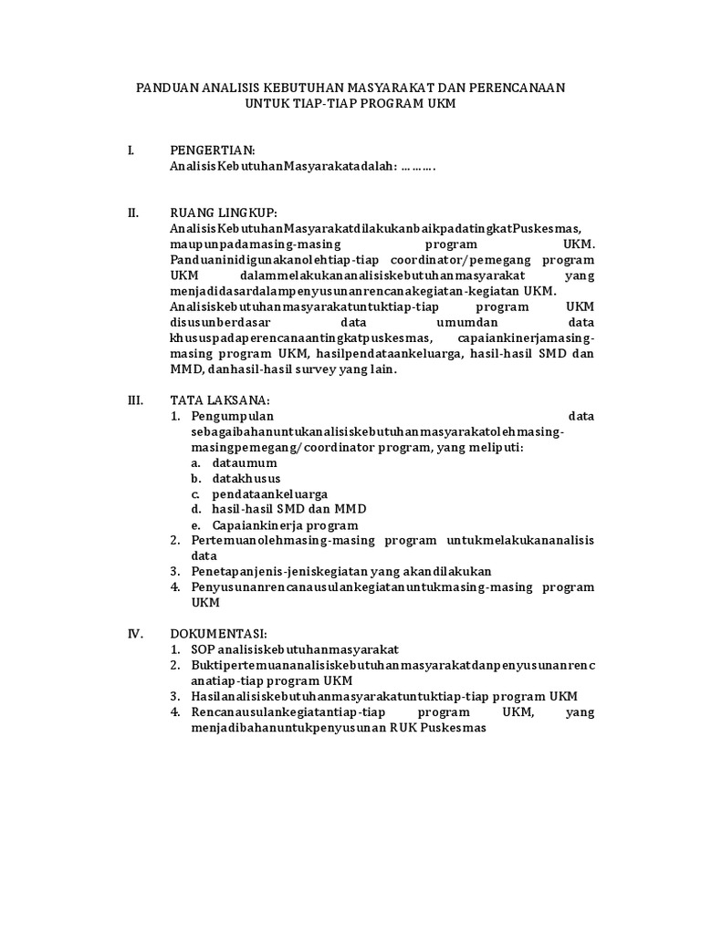 Community Needs Assessment and Planning Guidelines for Each CHC Program | PDF
