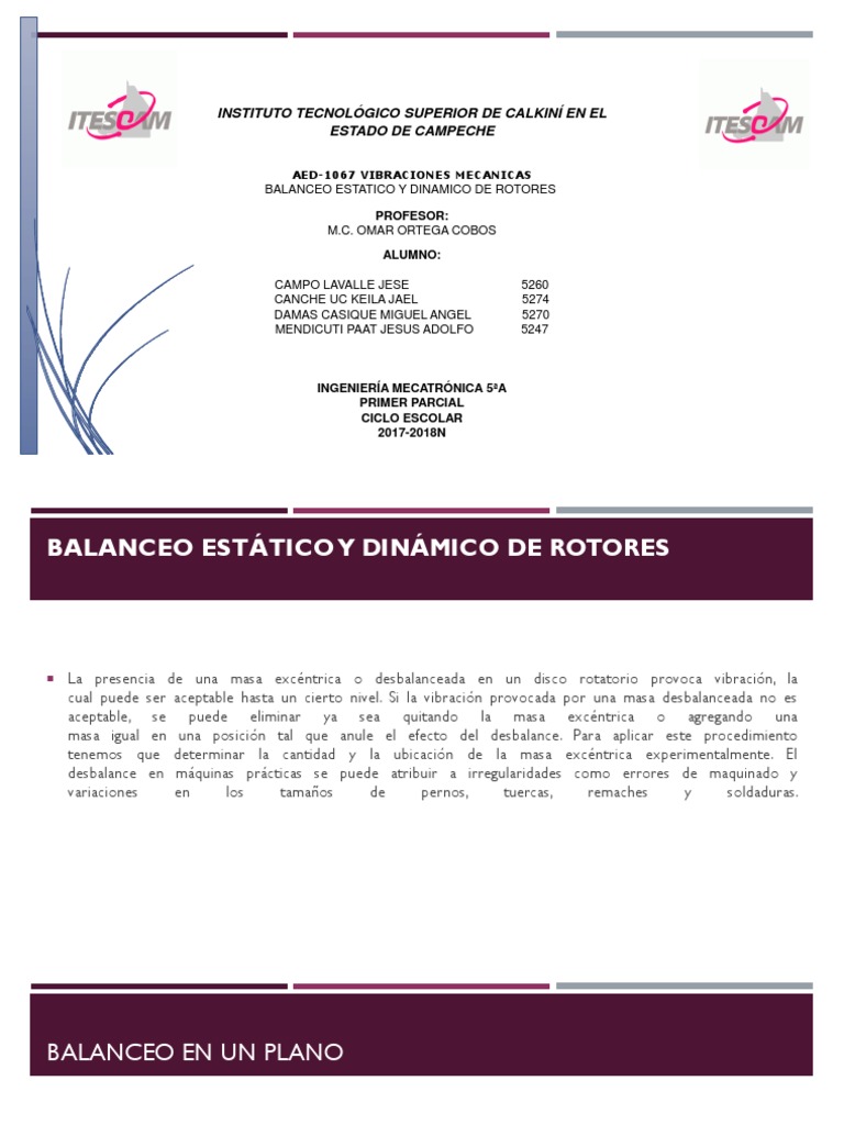 Balanceo Estatico y Dinamico | PDF | Vector Euclidiano | Masa