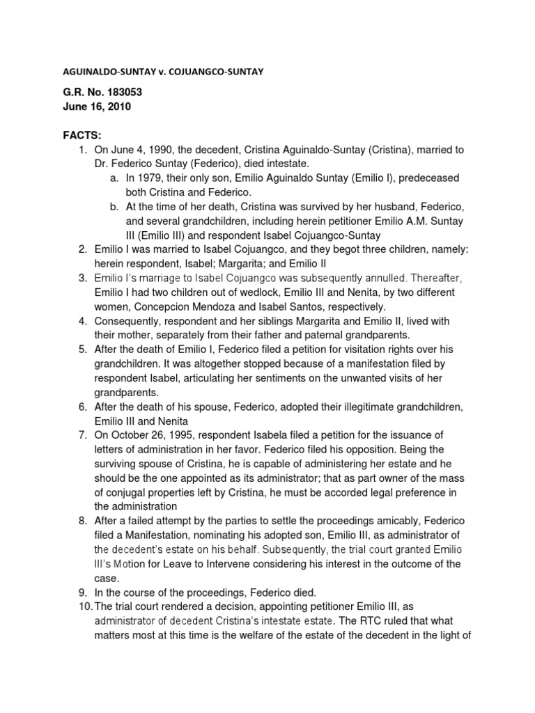 Digested Cases 1-6 | PDF | Intestacy | Deed