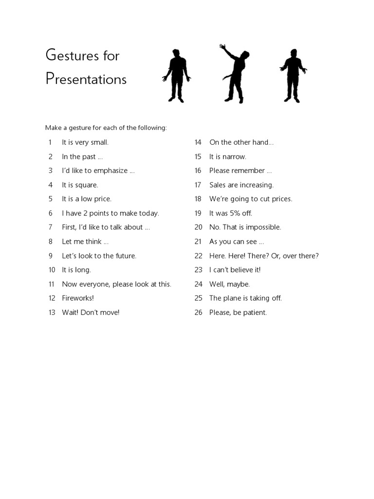 Gestures For Presentations | PDF