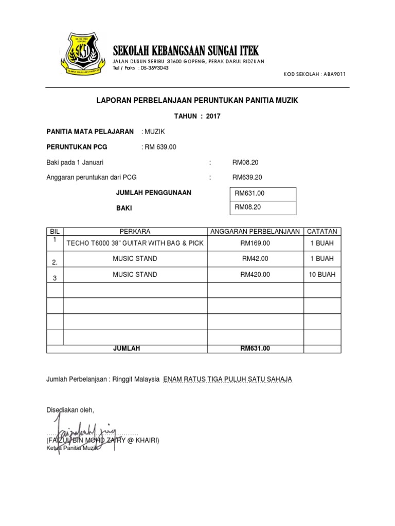 Laporan Perbelanjaan Panitia | PDF