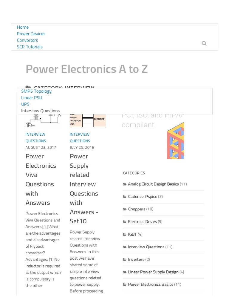 Interview Questions Archives - Power Electronics A To Z | PDF | Power ...