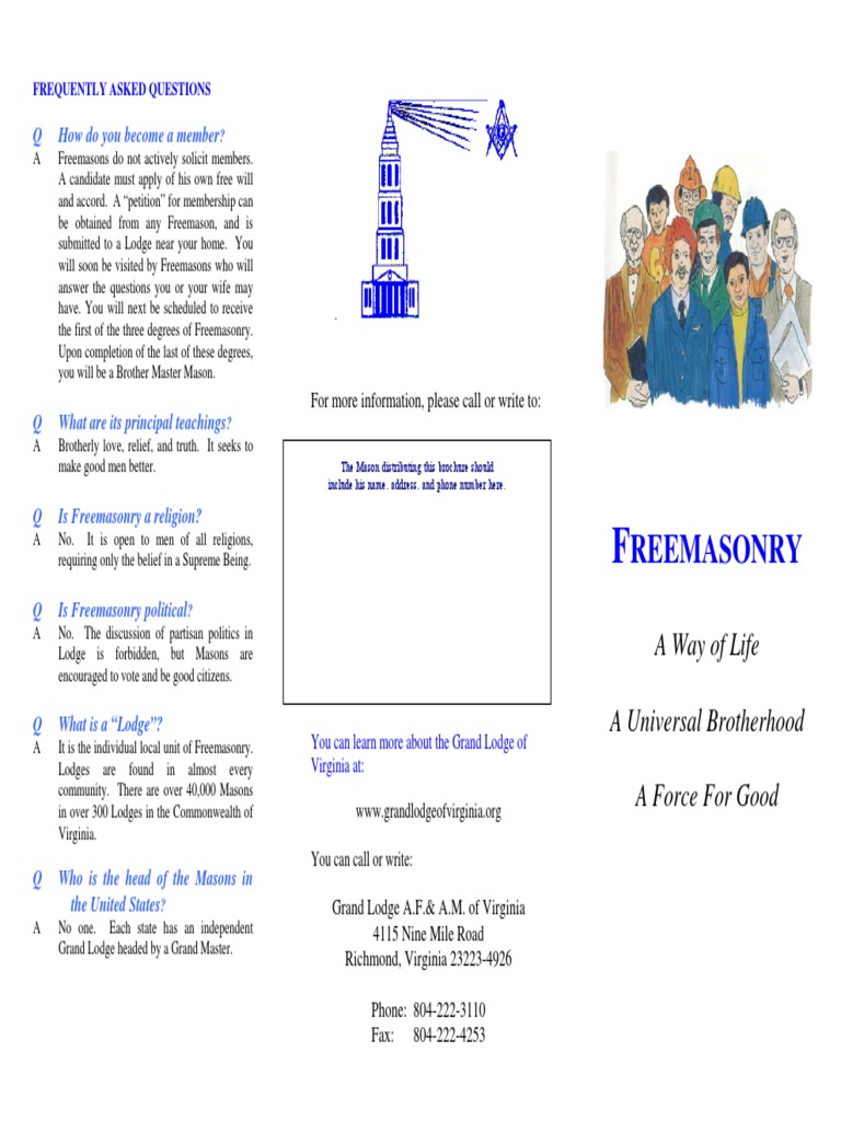 Freemasonry - A Way of Life Brochure | PDF | Freemasonry | Masonic Lodge