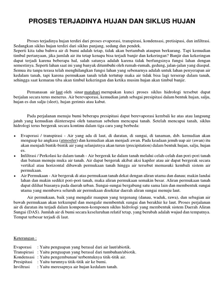 Proses Terjadinya Hujan Dan Siklus Hujan | PDF